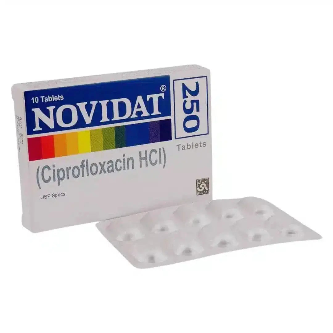 Novidat 250mg (Ciprofloxacin) - 10 Tablets - Sami Pharm | dermatologists.pk